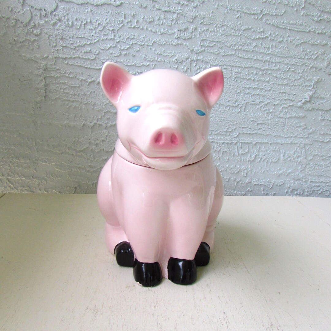 Vintage Ceramic Pig Cookie Jar - Pink Ceramic Pig Cookie Jar - AMC, NY ...