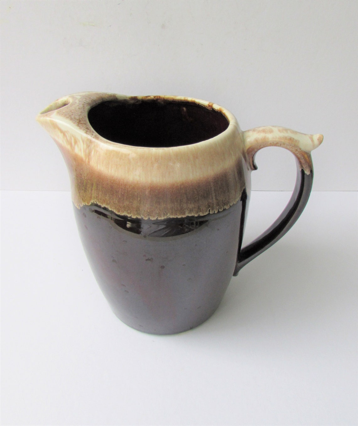 Vintage Mccoy Pottery Pitcher Brown and White Drip Glaze | Etsy