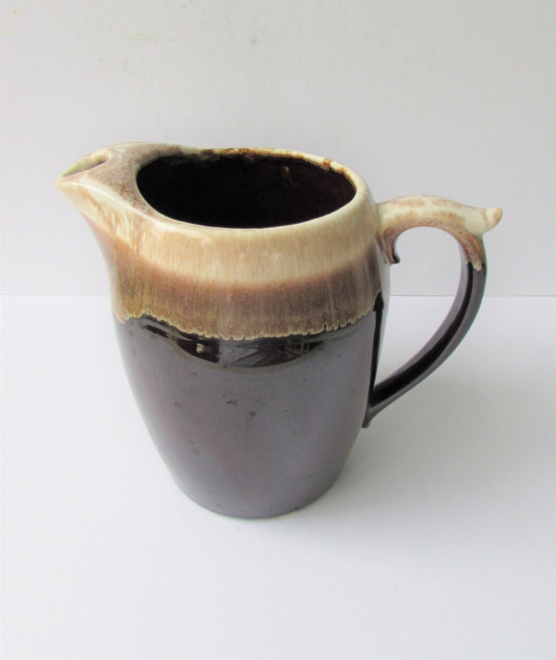 Vintage Mccoy Pottery Pitcher Brown and White Drip Glaze | Etsy