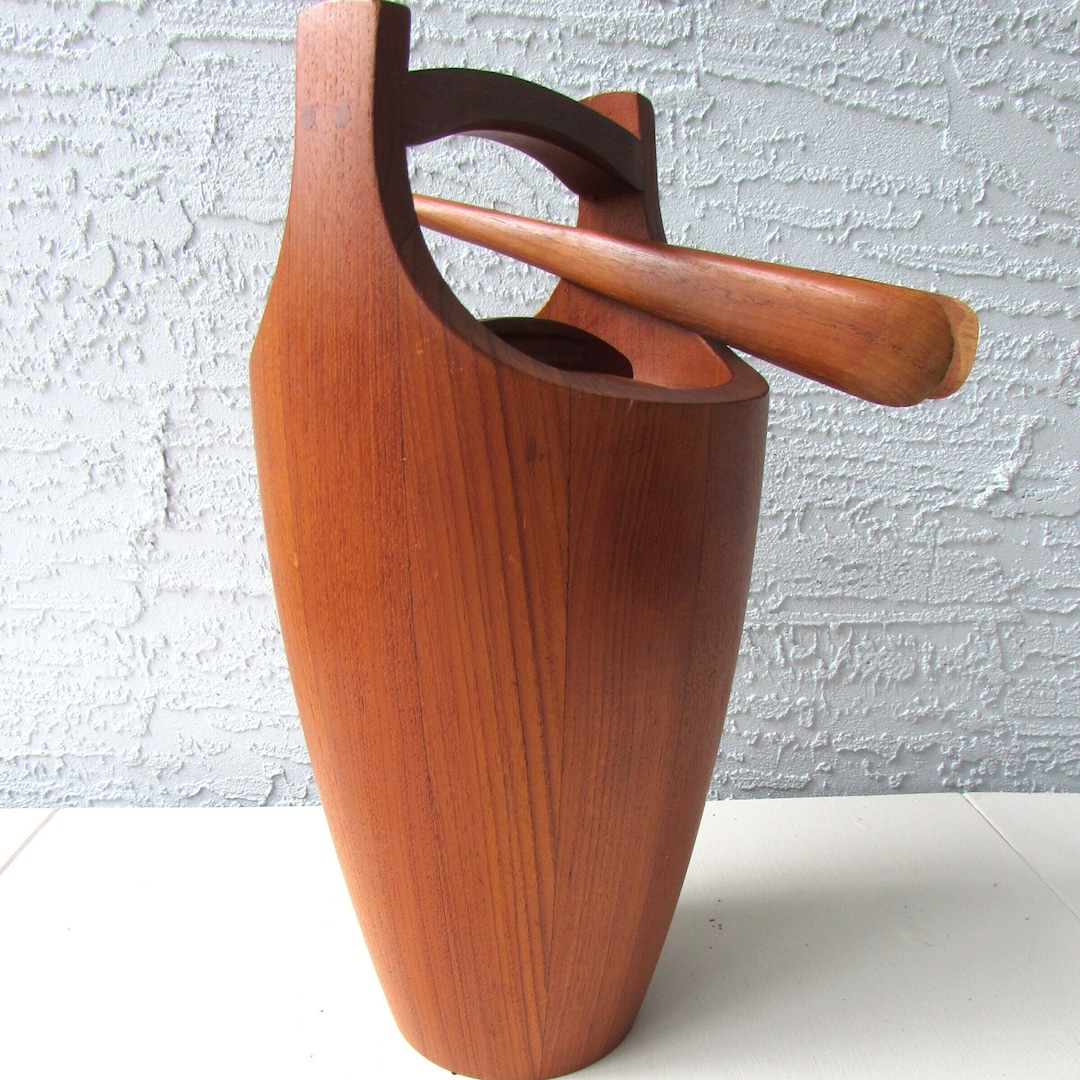 Mid Century Dansk Ice Bucket and Tongs Teak Wood Jens Quistgaard ...