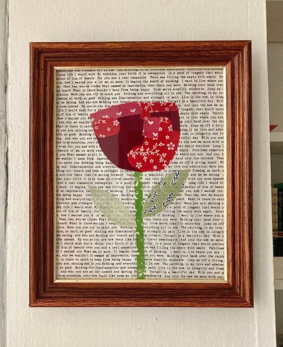 Flower Fabric Collage Wall Art | Etsy
