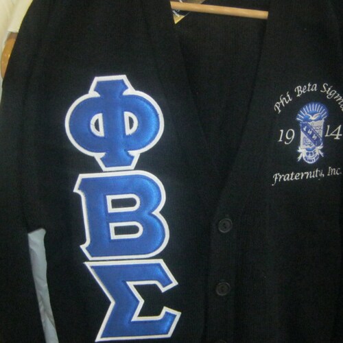 Phi Beta Sigma Cardigan Sweater With Stitched Letters And Etsy
