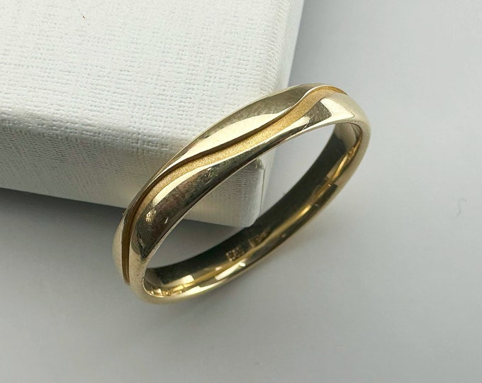 Modernist 14k Yellow Gold Band, German Wedding Ring, Men's Ring, US ...