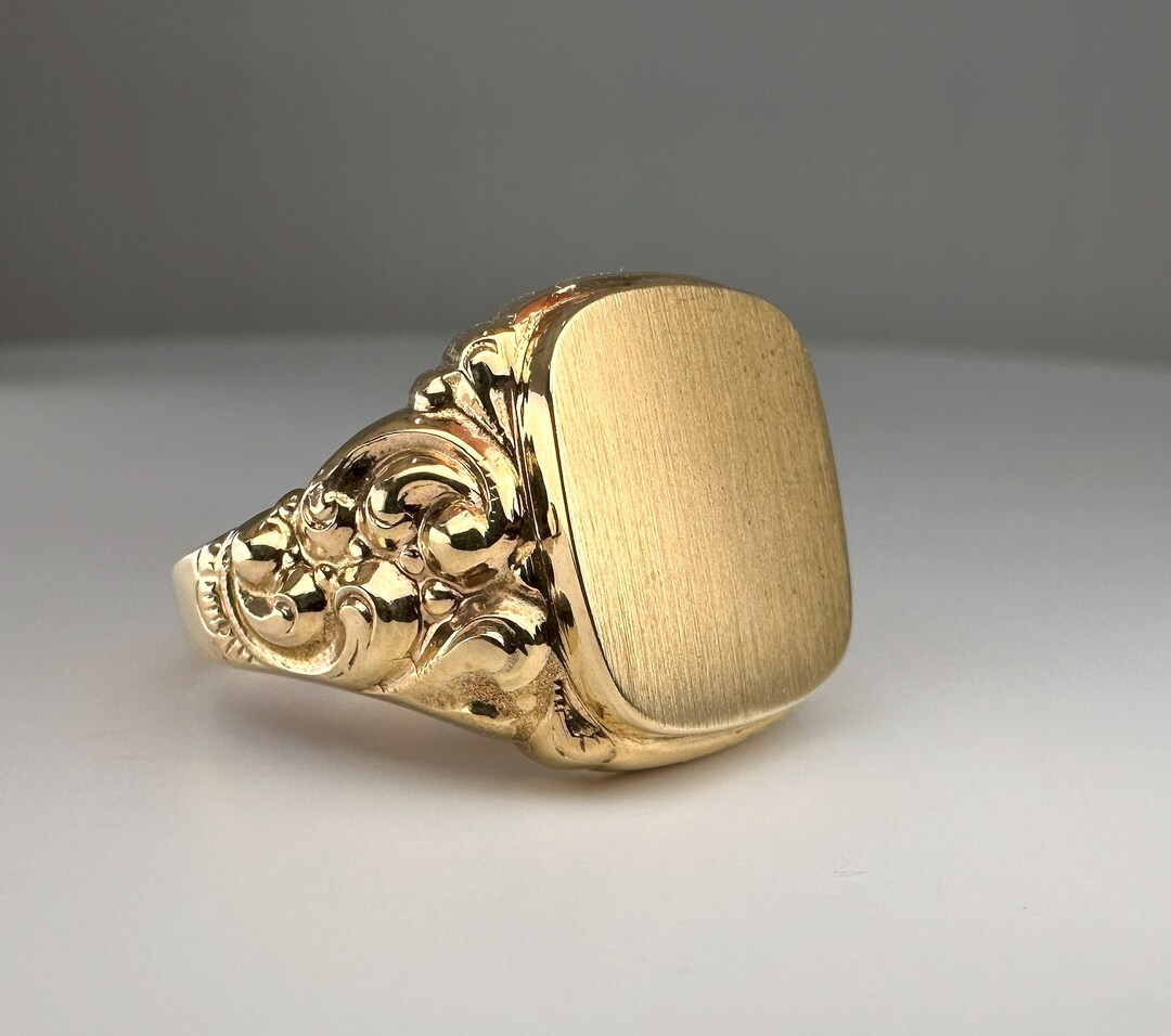 Vintage German Men's Signet Ring, 8k Gold, US Size 12 - Etsy