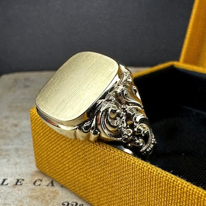 Vintage German Men's Signet Ring, 8k Gold, US Size 12 - Etsy