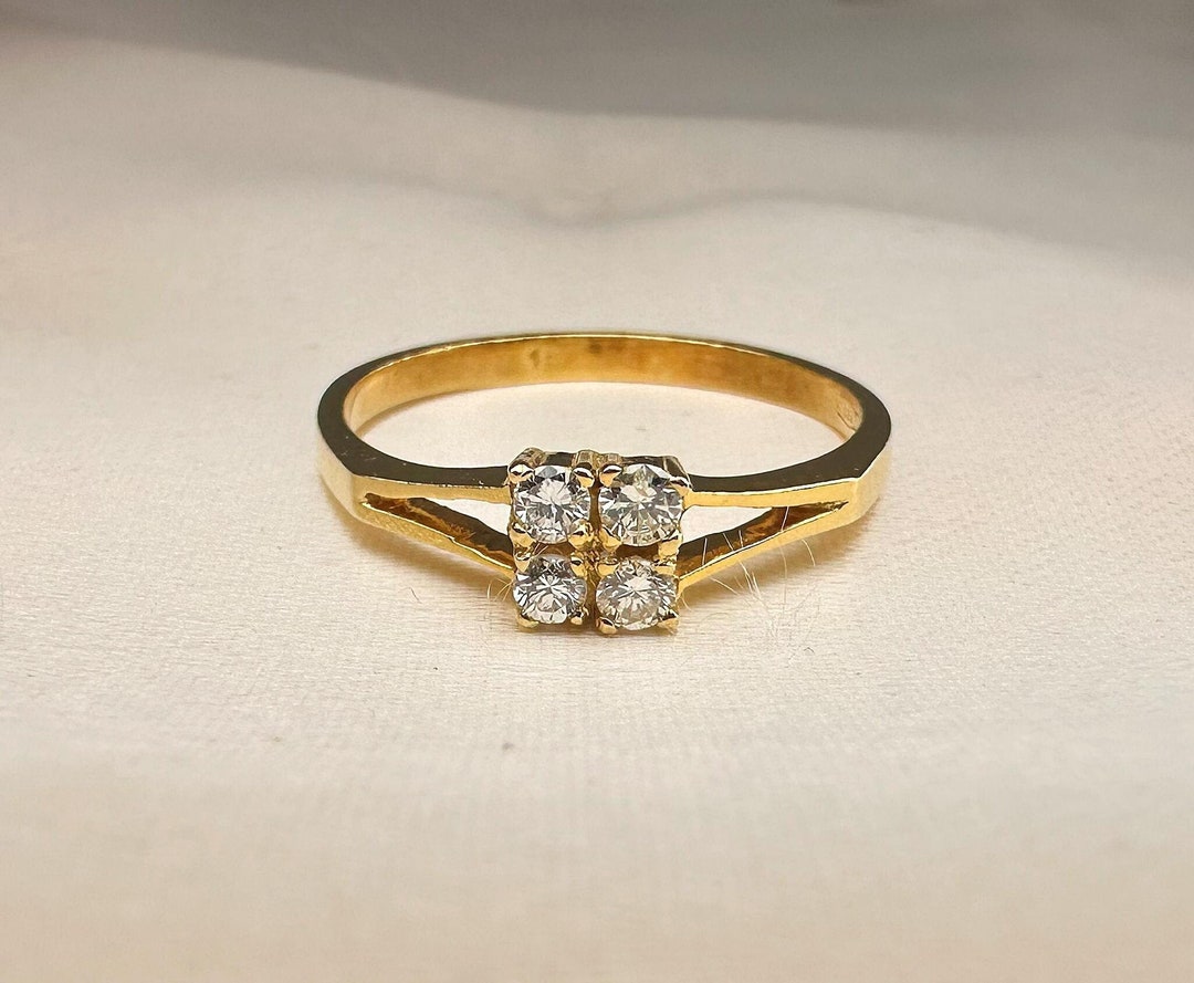 18k Gold Diamond Ring, Italian Engagement Ring, US Size 6 1/2 - Etsy