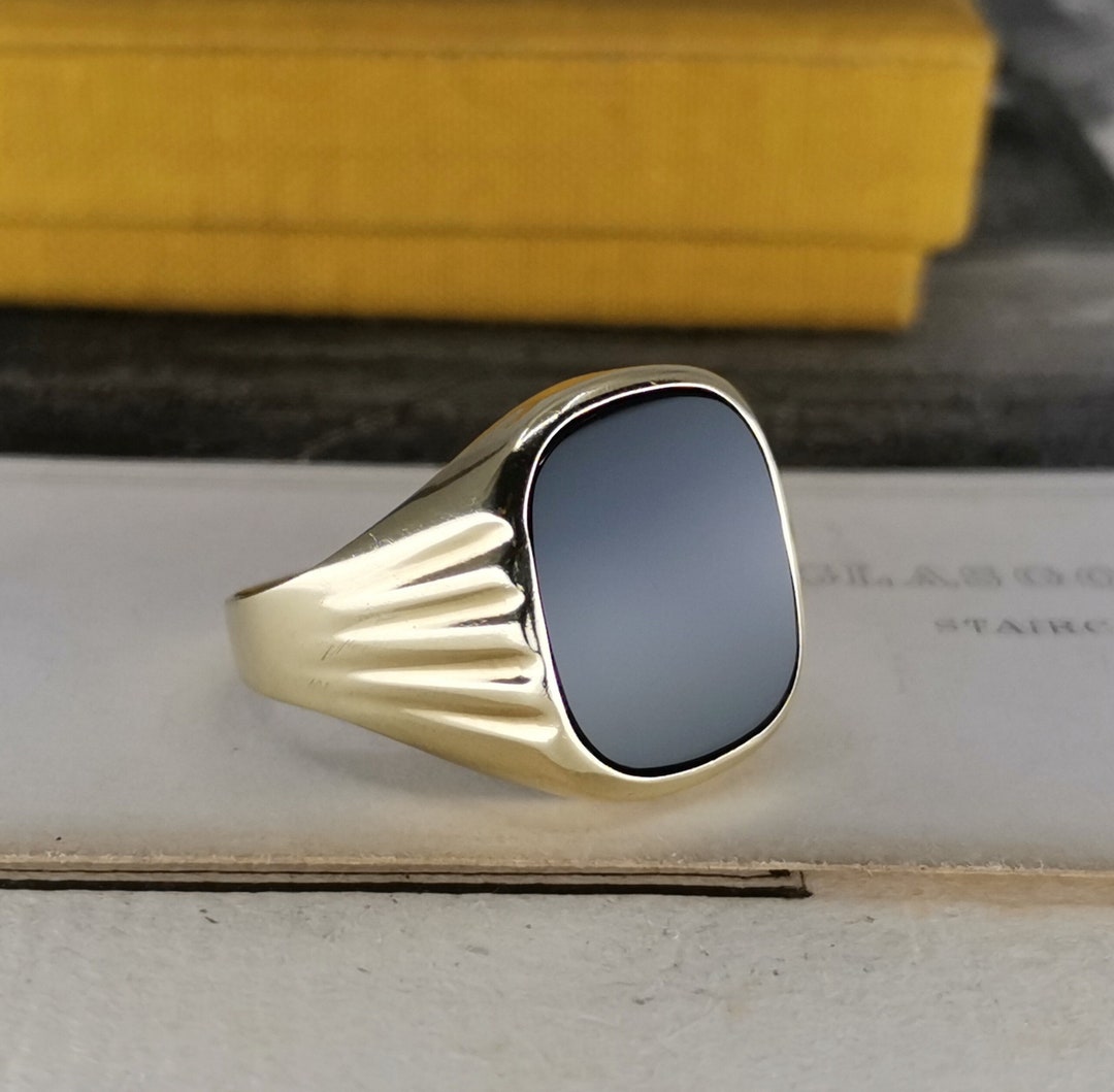 Vintage German 8K Gold Ring Onyx Signet Ring Mid-century - Etsy
