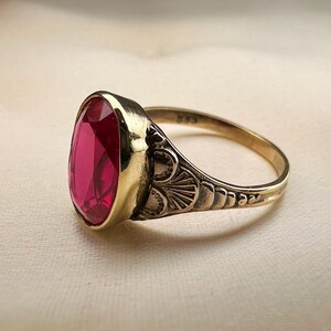 Antique 8k Gold Ruby Ring, German Art Deco Ring, US Size 6 1/2 - Etsy