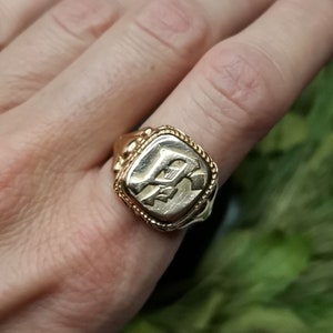 Vintage German Men's Signet Ring, 14k Gold, US Size 8 1/4 - Etsy