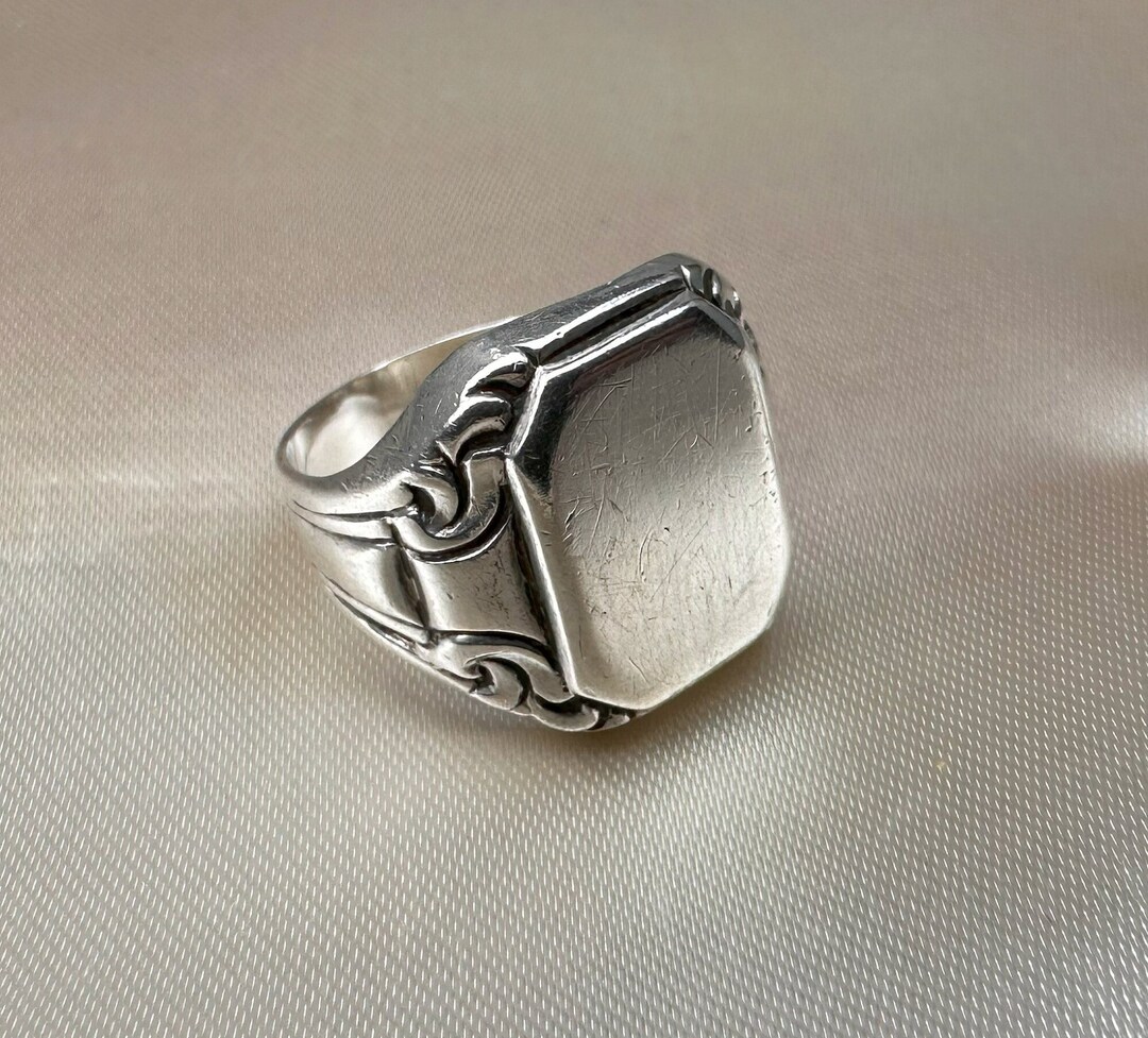 Antique German Ring, Unisex Signet Ring, Vintage Silver Ring, US Size 7 ...