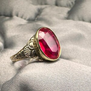Antique 8k Gold Ruby Ring, German Art Deco Ring, US Size 6 1/2 - Etsy