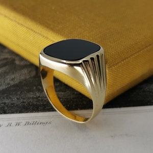 Vintage German 8K Gold Ring, Onyx Signet Ring, Mid-century Signet Ring ...