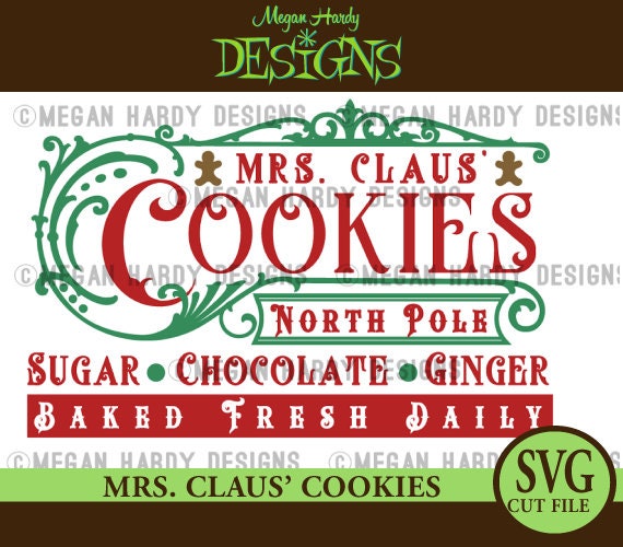 Mrs Claus' Cookies SVG | Etsy