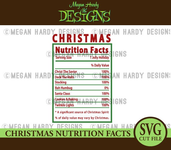 Christmas Nutrition Label SVG - Etsy