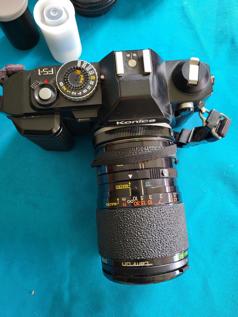 Vintage Konica FS-1 SLR 35mm Film Camera W/ Various Lenses, Flash ...