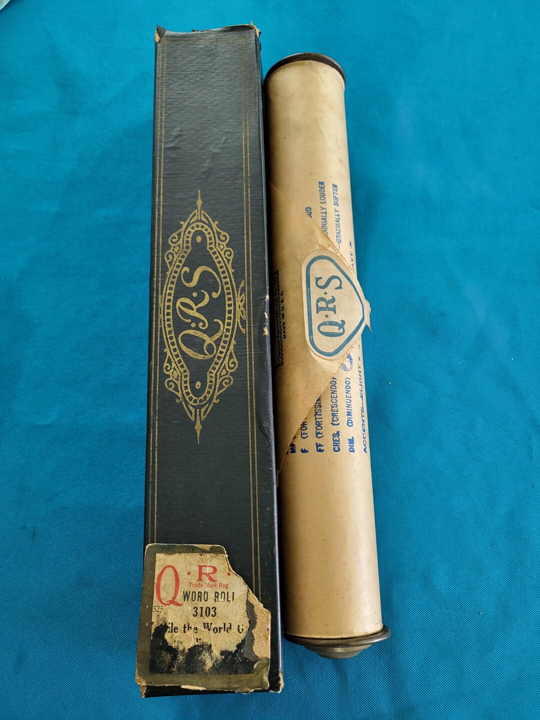 Rare! 1925 (99 Years Old) QRS PLAYER Piano Word Roll "while the World ...