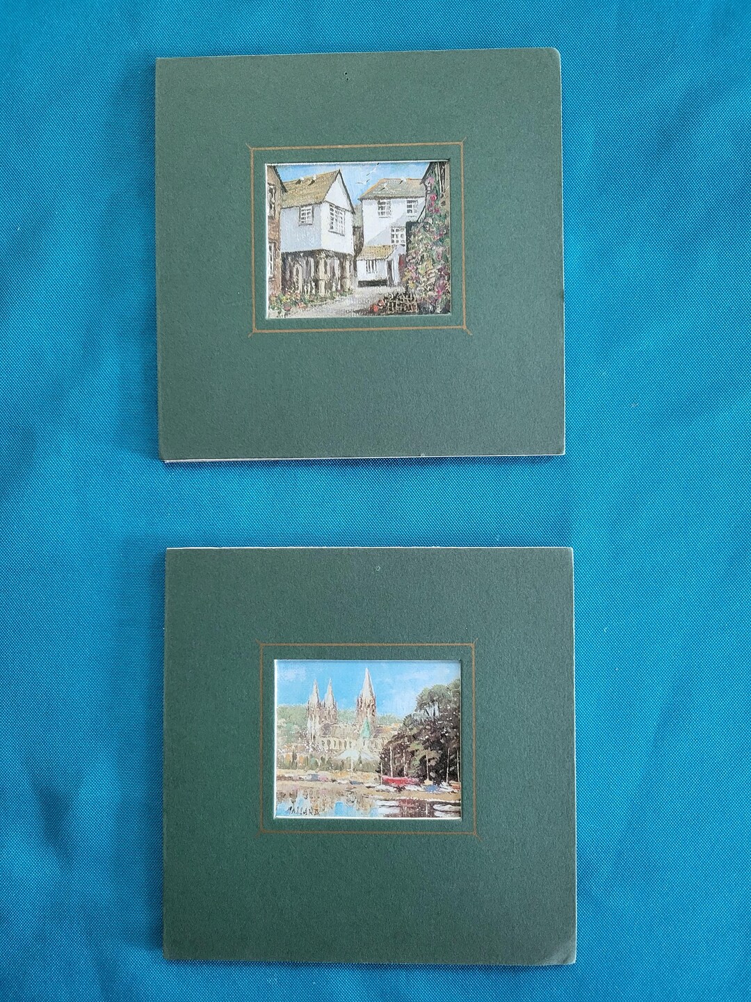 Vintage NIGEL HALLARD British Artist Prints Lot of 2 Square Mats 6" X 6 ...