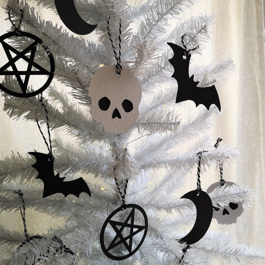 Gothic Christmas Tree Decorations Gothmas Hexmas Bats Skulls Pentacle ...