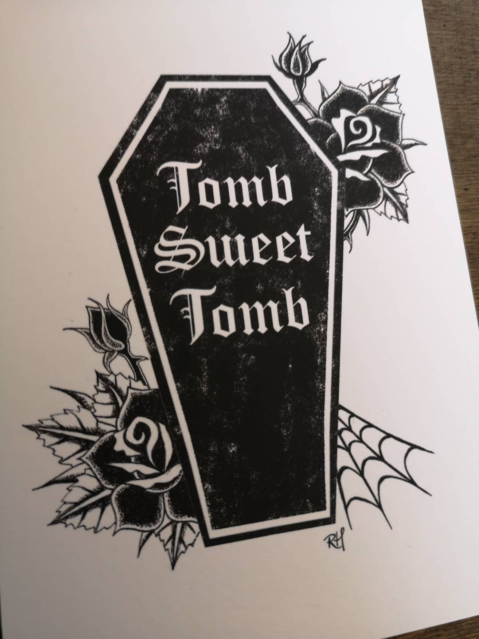 Tomb Sweet Tomb Print Gothic Home Decor Black & White Coffin | Etsy UK