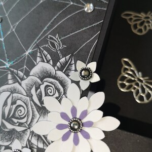 Gothic Birthday Card Pop up 3-D Cobweb Moth Purple Black Goth ...