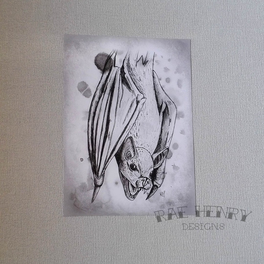 Vampire Bat Art Print Gothic Home Decor // Wall Art Gift Horror Occult ...
