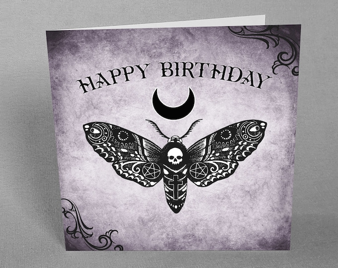 Moth Birthday Card Goth Gothic Purple Deathhead Skull Witch - Etsy UK