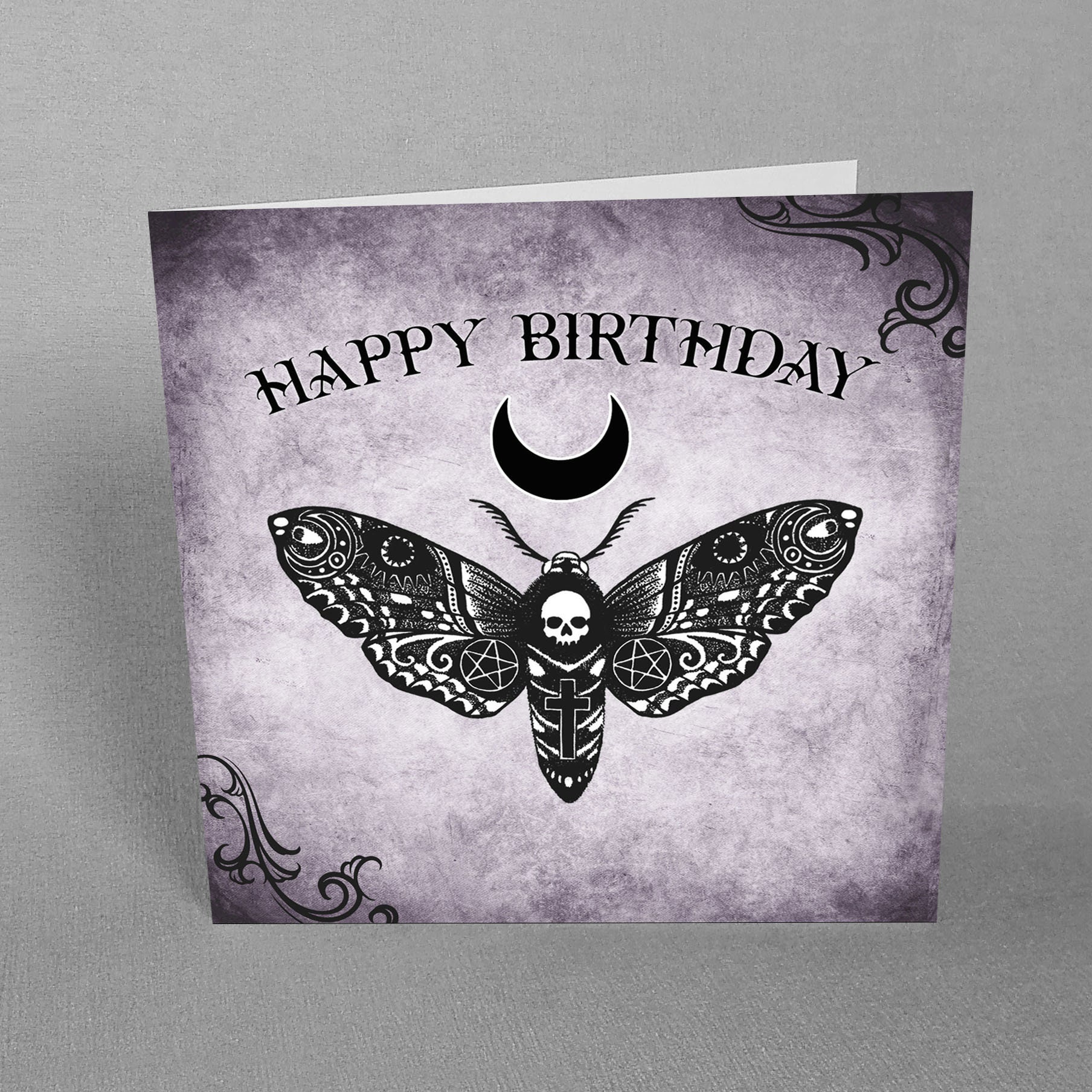 Moth Birthday Card Goth Gothic Purple Deathhead Skull Witch - Etsy UK
