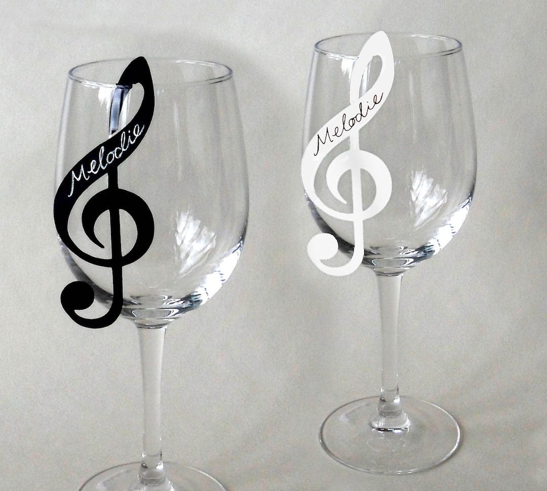 10 Treble Clef Place Cards Black or White Musical Note Wine Glass ...
