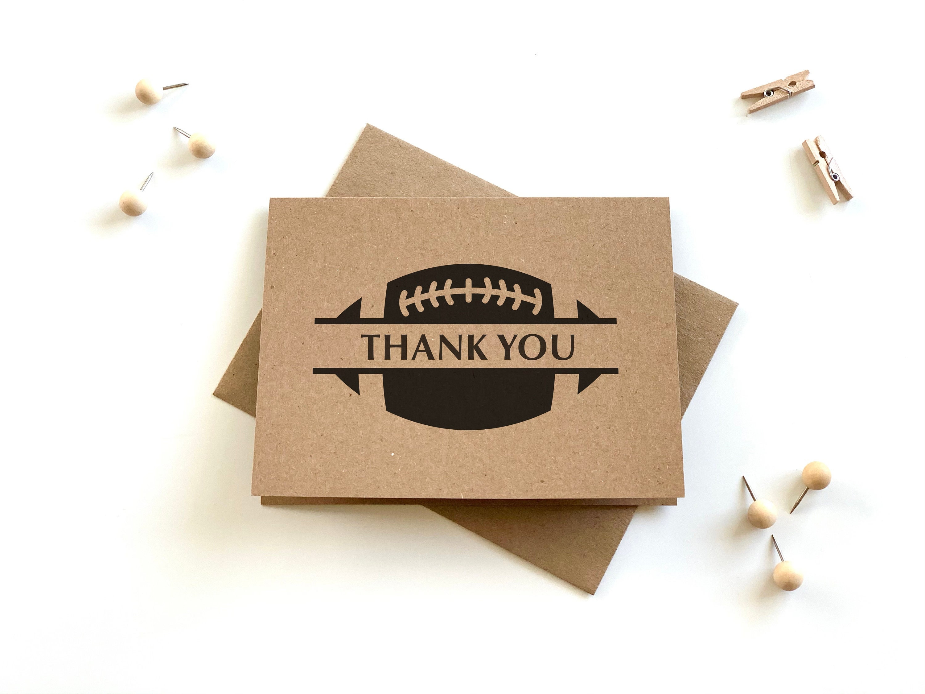 Football Thank You Notes With Envelopes, Football Notecards and ...