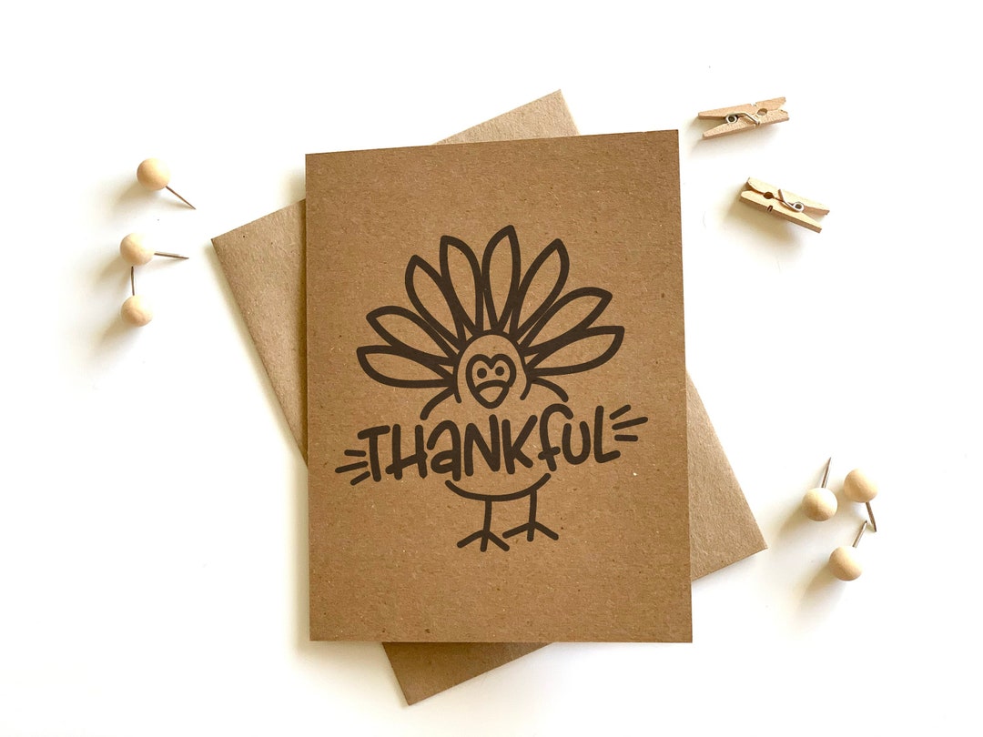 Cute Thankful Turkey Thanksgiving Cards With Envelopes, Turkey ...