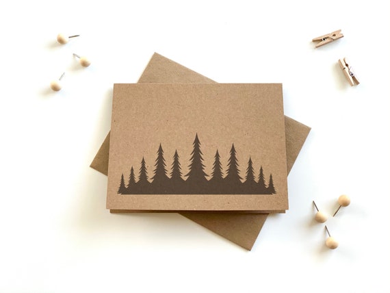 Simple Tree Blank Cards With Envelopes Evergreen Tree - Etsy