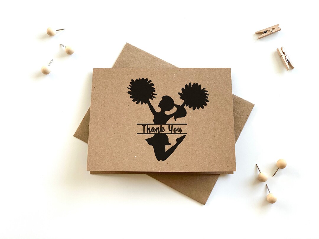 Cheerleading Thank You Cards With Envelopes, Cheer Notecards With ...