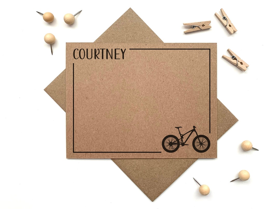 Mountain Bike Notecard Set With Name Mountain Bike Kraft Flat Cards ...
