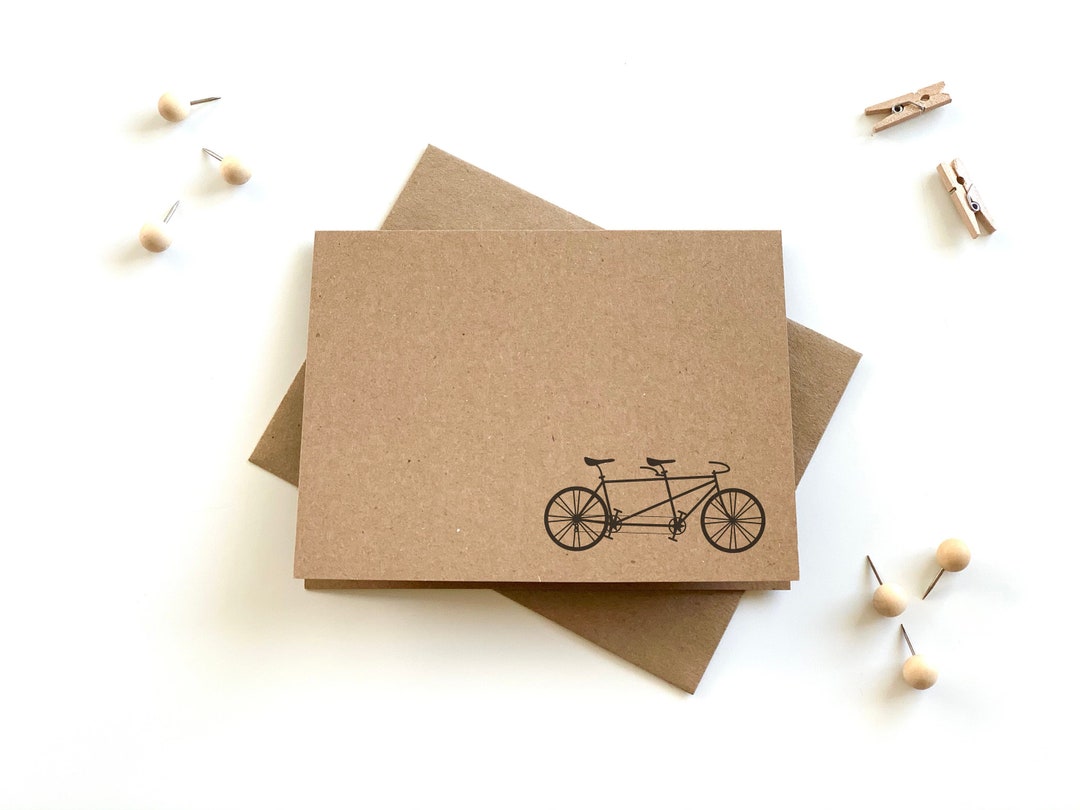 Simple Tandem Bike Cards With Envelopes, Tandem Bicycle Notecards and ...