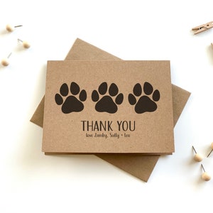 Custom Paw Prints Thank You Cards With Envelopes, Dog Thank You Notes ...