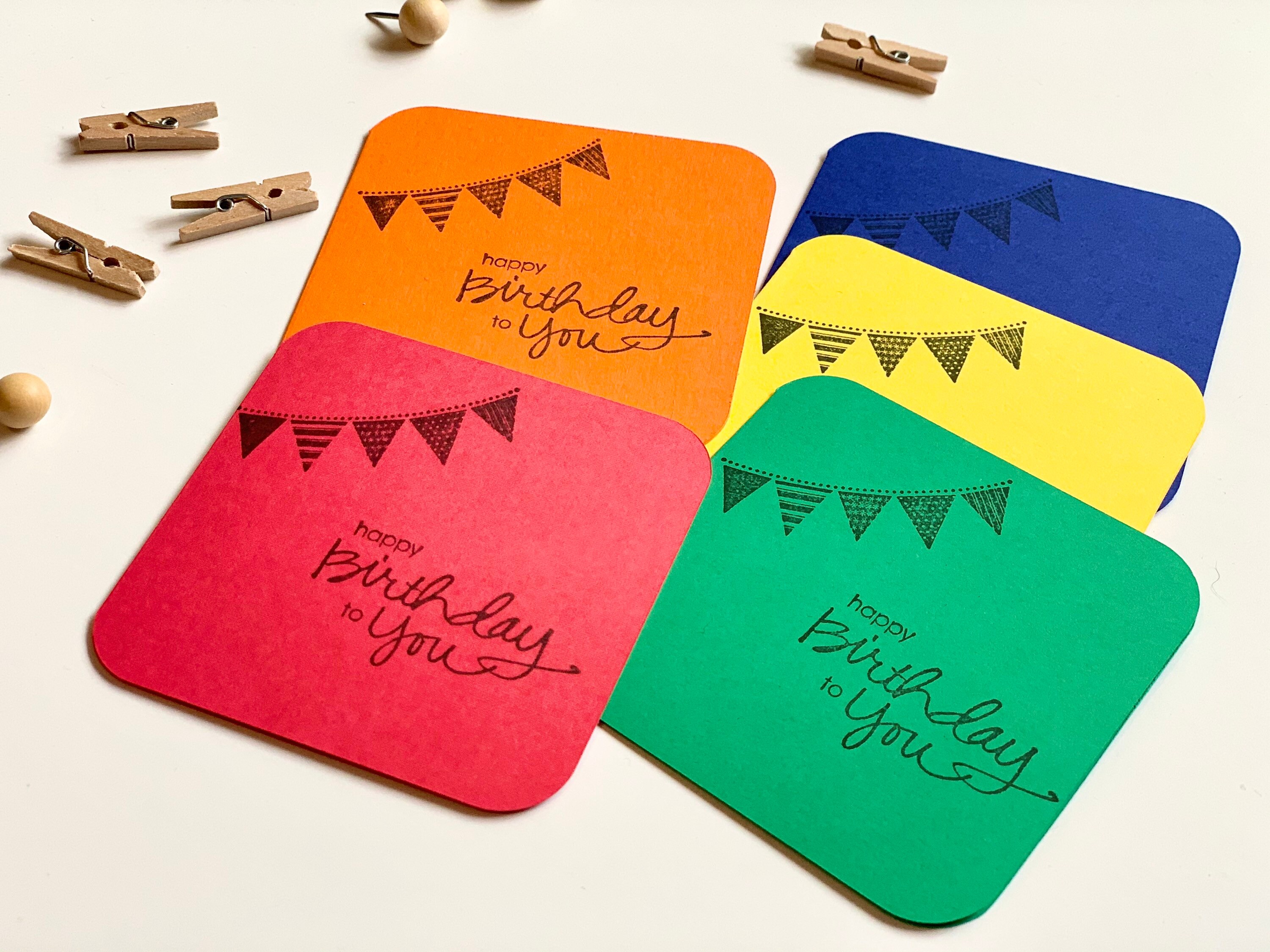 3x3 Birthday Cards Mini Primary Color Cards Happy Birthday Gift ...