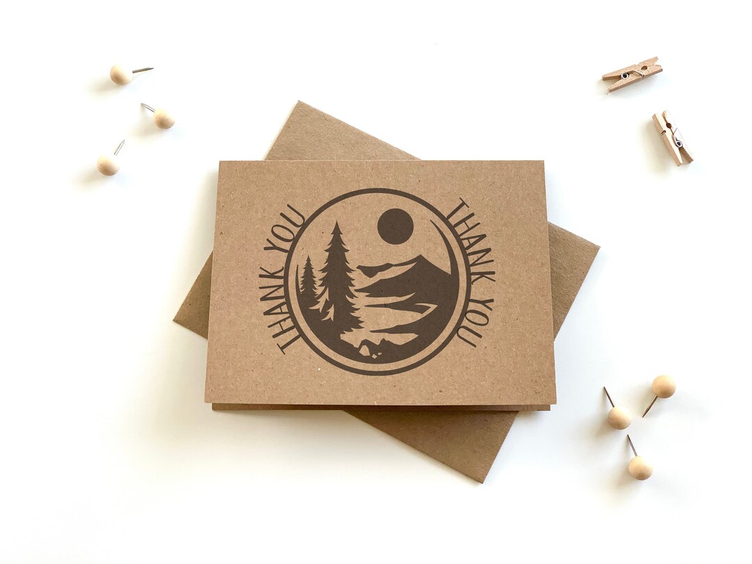Mountain Thank You Cards With Envelopes, Mountain Scene Blank Notecards ...