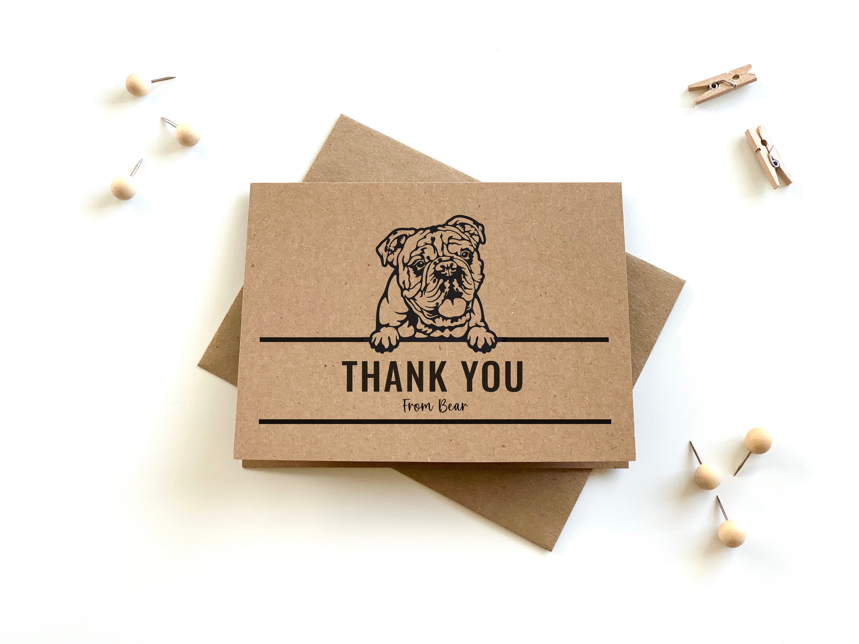 Personalized Bulldog Thank You Cards With Envelopes – Custom Bulldog ...
