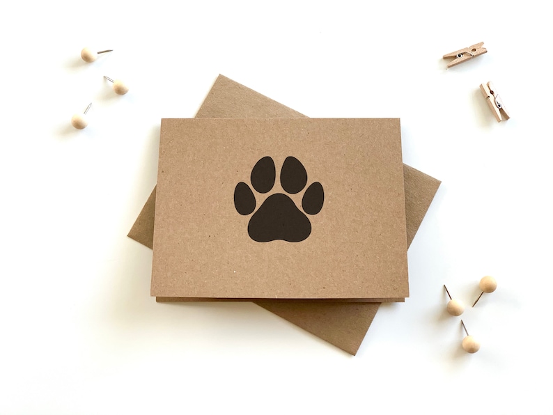 Paw Print Thank You Cards With Envelopes - Dog Thank You Notes - Pet ...