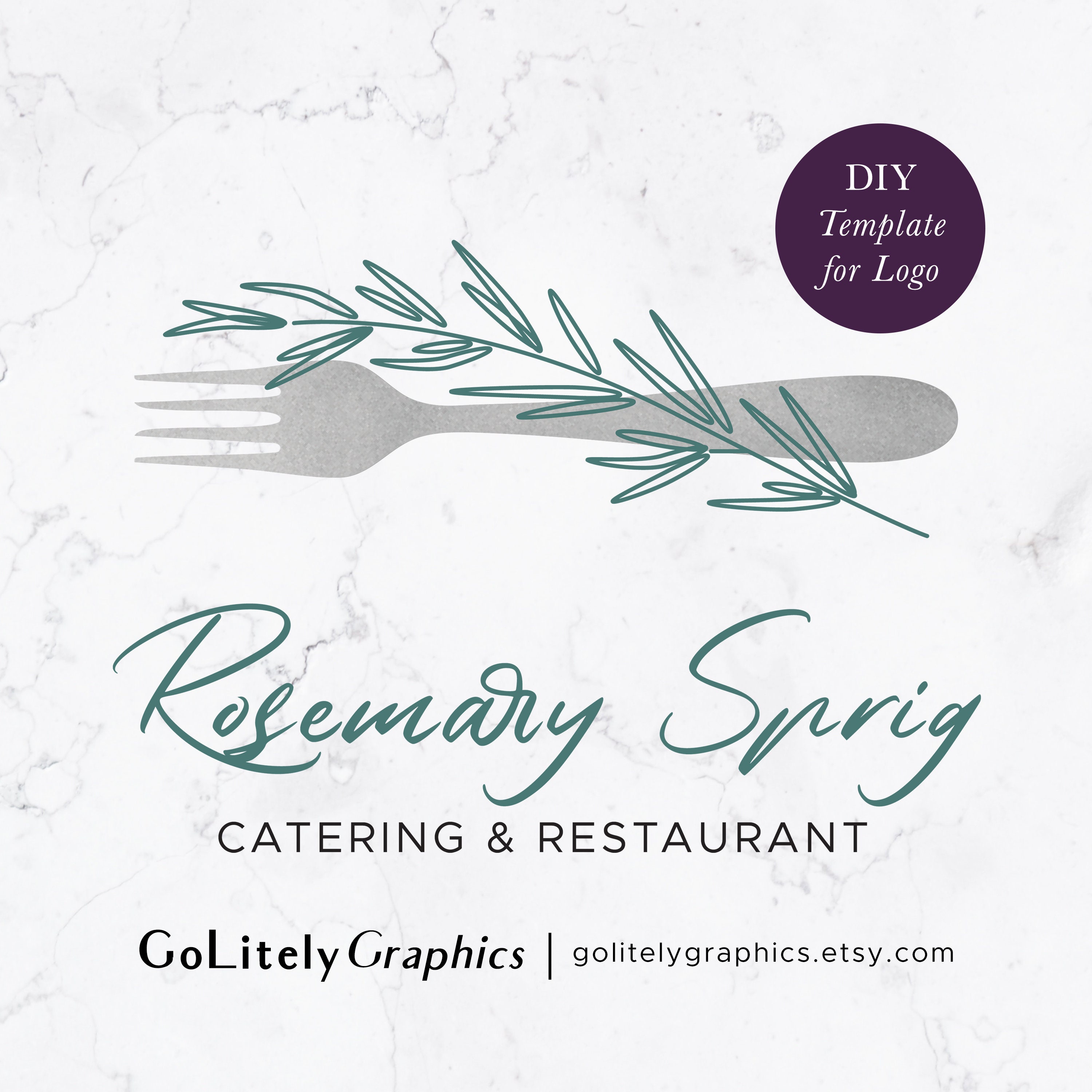 Rosemary Sprig Catering Logo Logo Design Template Instant Download DIY ...