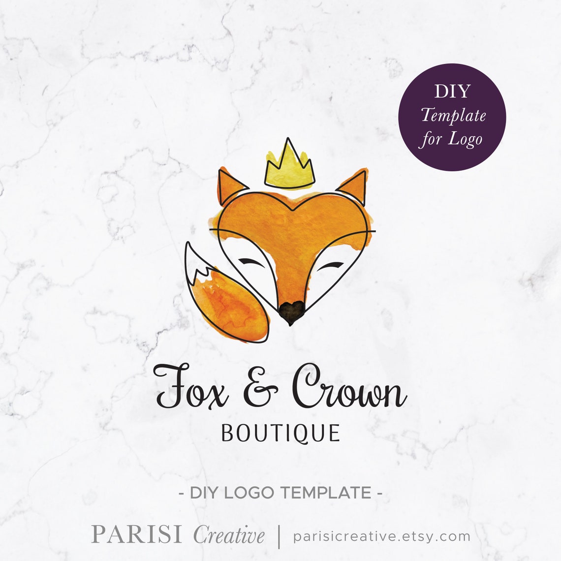 Fox & Crown Fox Logo Logo Design Template Instant Download | Etsy