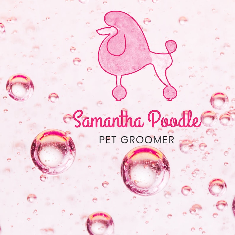 Pretty Pink Poodle Pet Grooming Logo Logo Design Template Instant ...