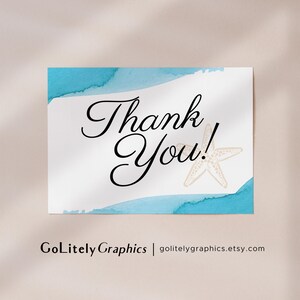 Beach Themed Thank You Card | Printable Thank You Card | Minimalistic ...