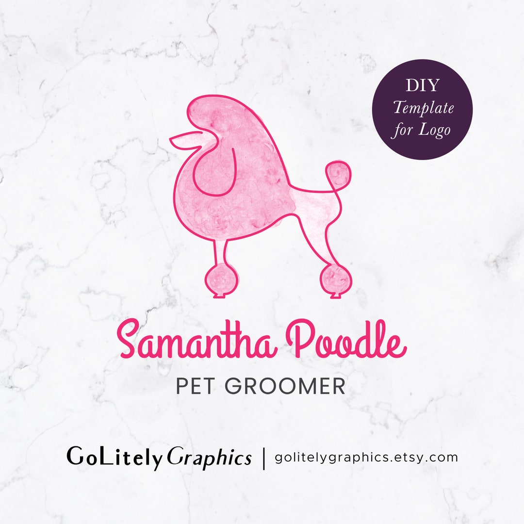 Pretty Pink Poodle Pet Grooming Logo Logo Design Template Instant ...