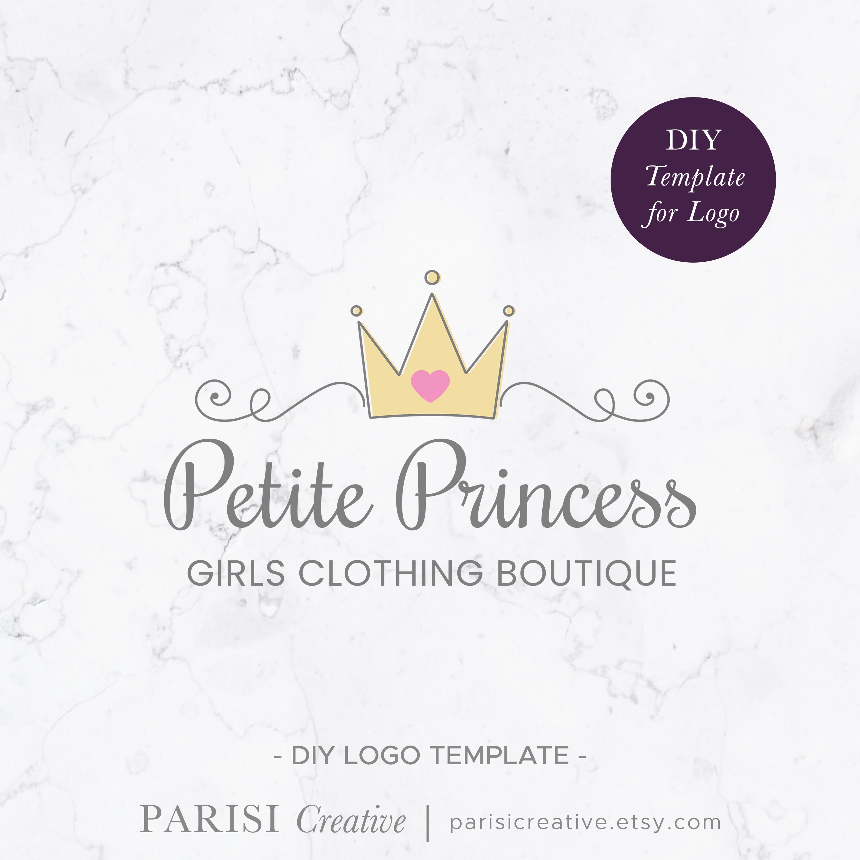 Crown Logo Princess Logo Logo Design Template Instant | Etsy