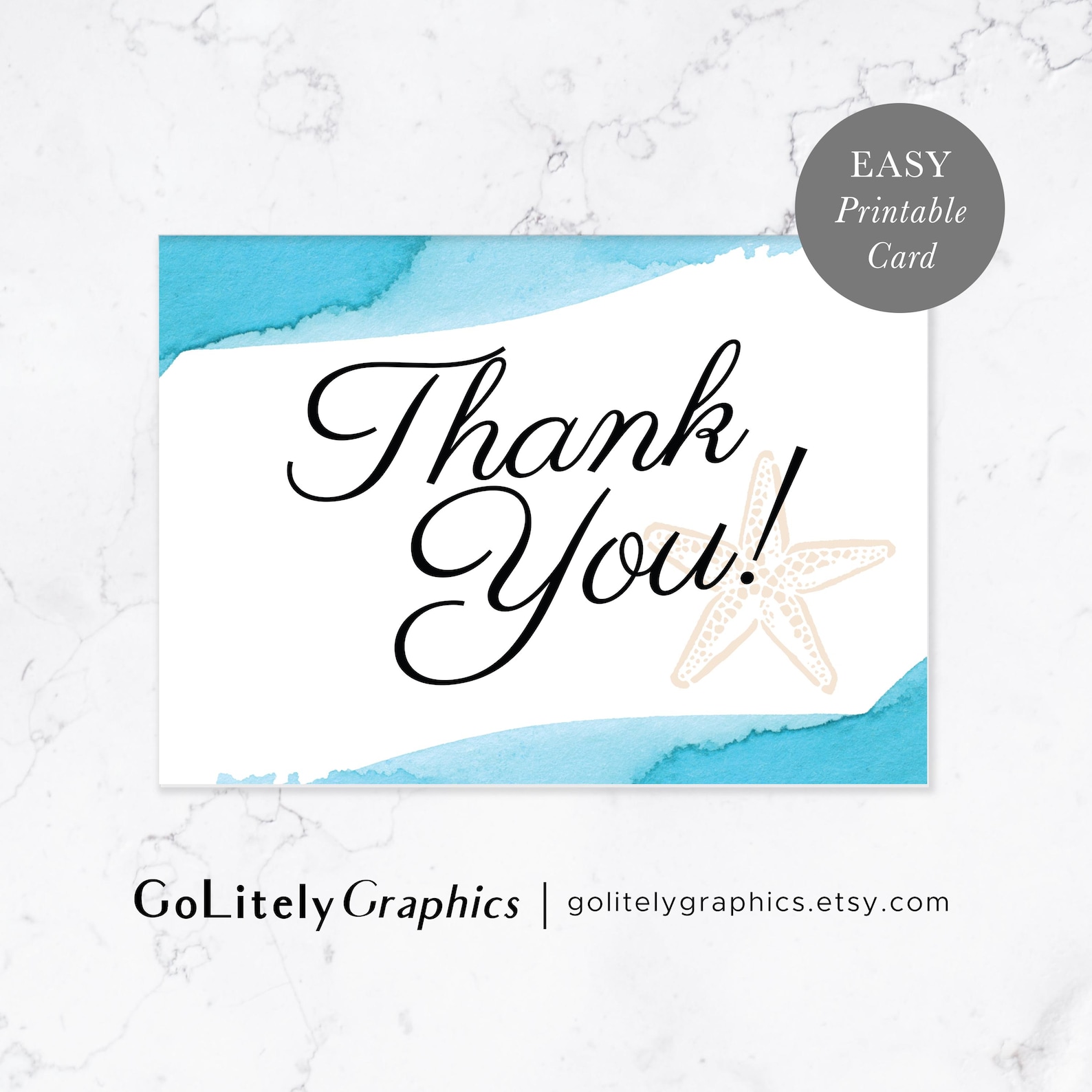 Beach Themed Thank You Card | Printable Thank You Card | Minimalistic ...