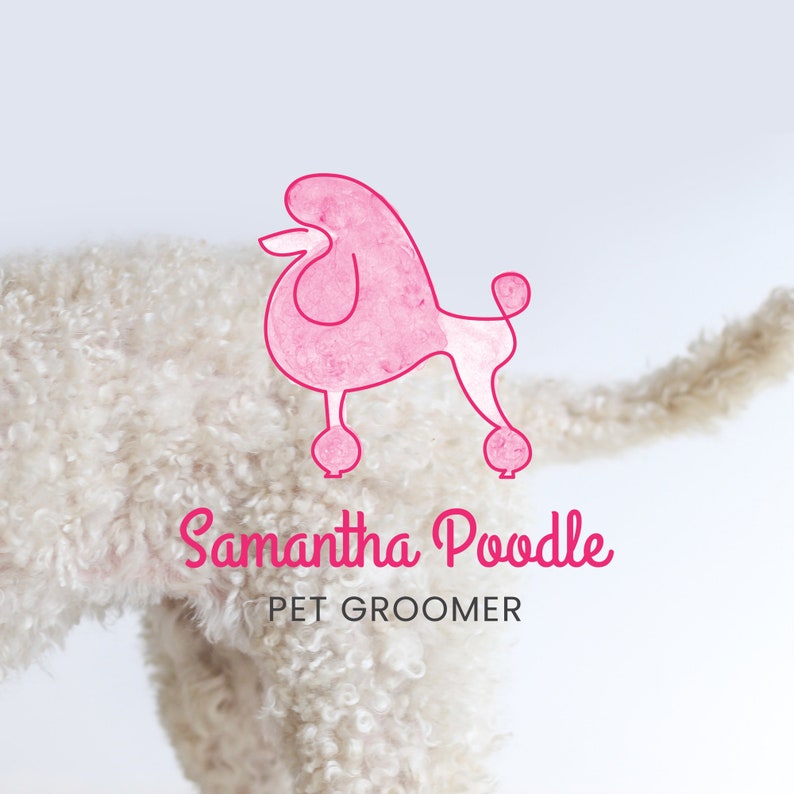 Pretty Pink Poodle Pet Grooming Logo Logo Design Template Instant ...