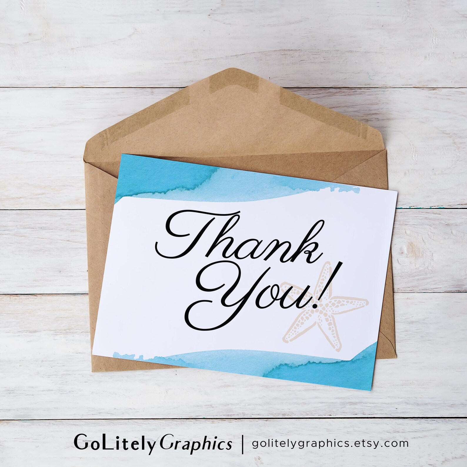 Beach Themed Thank You Card | Printable Thank You Card | Minimalistic ...