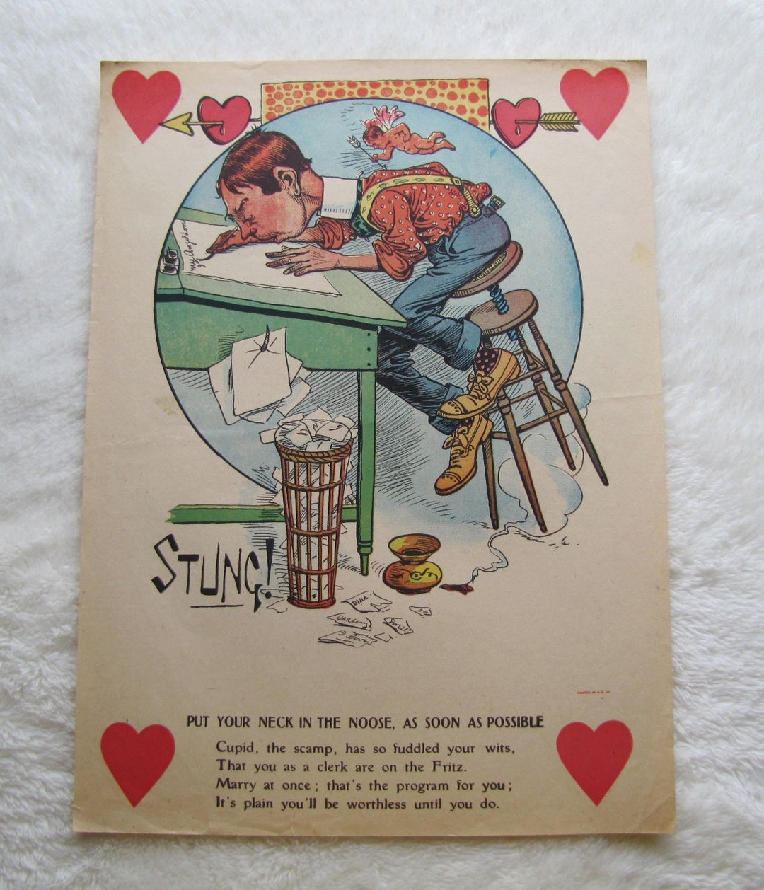 Antique Vinegar Valentine Poem Penny Dreadful Put Your Neck in - Etsy