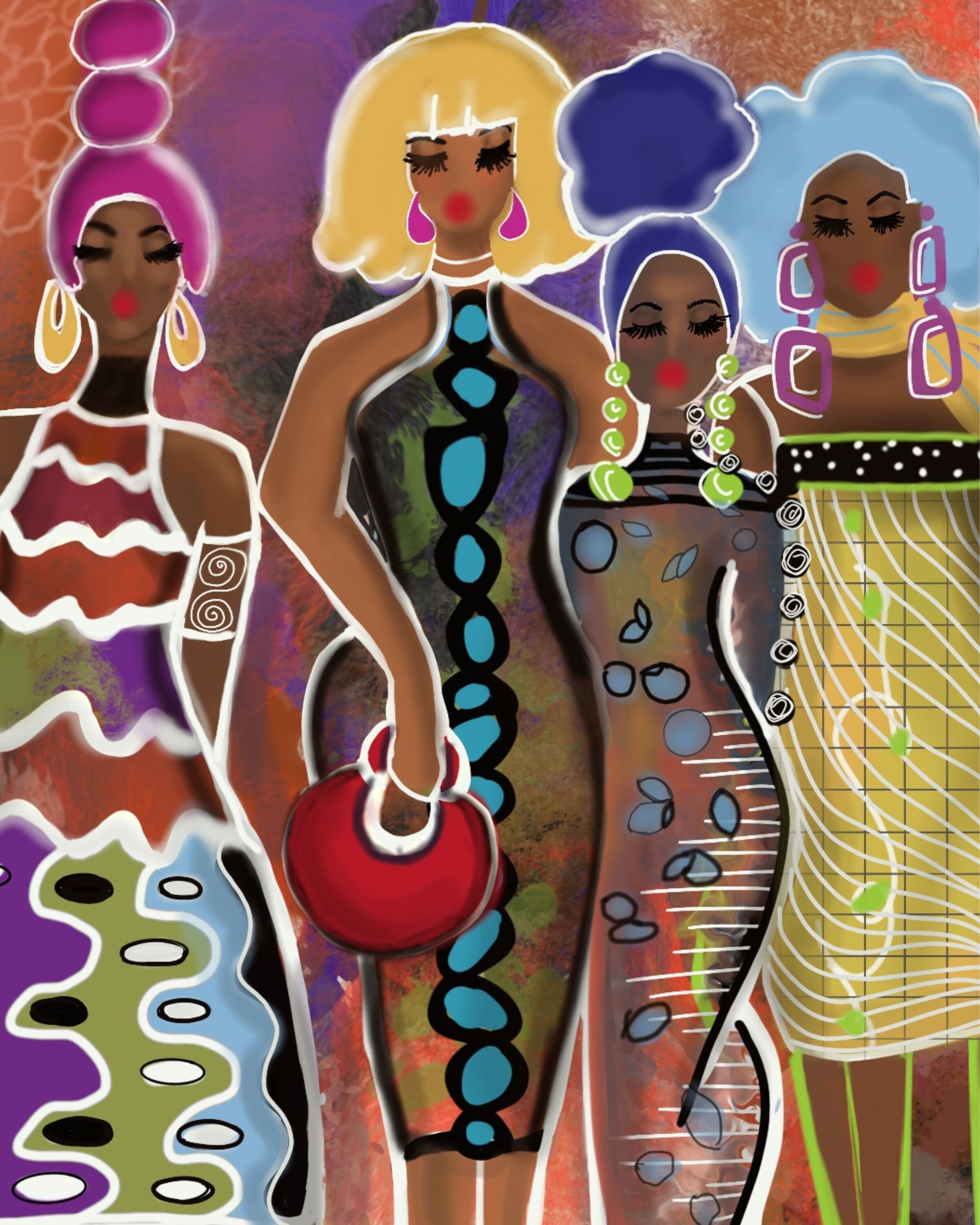 Girl Power Divas Black Women Art Afrocentric Women Art - Etsy